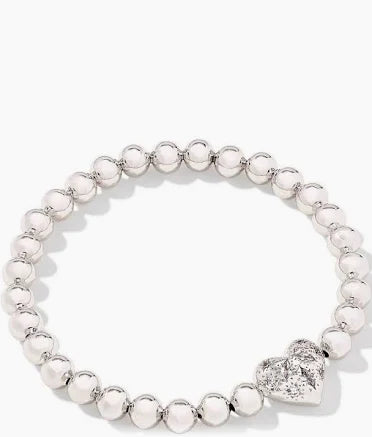 Kendra Scott Holland Silver Heart Stretch Bracelet in White Crystal – The Bugs Ear