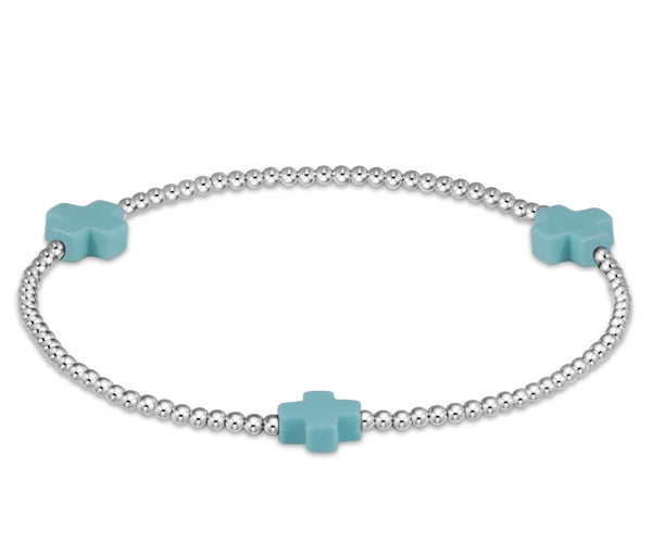 Enewton Signature Cross Silver Pattern 2mm Bead Bracelet Turquoise ...