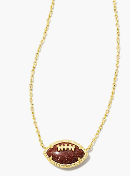 Kendra Scott Football Gold Short Pendant Necklace in Orange Goldstone ...