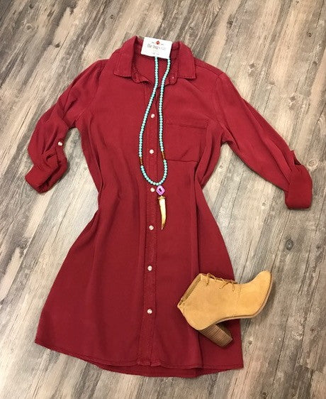Deep Red Safari Tencel Shirt Dress – The Bugs Ear